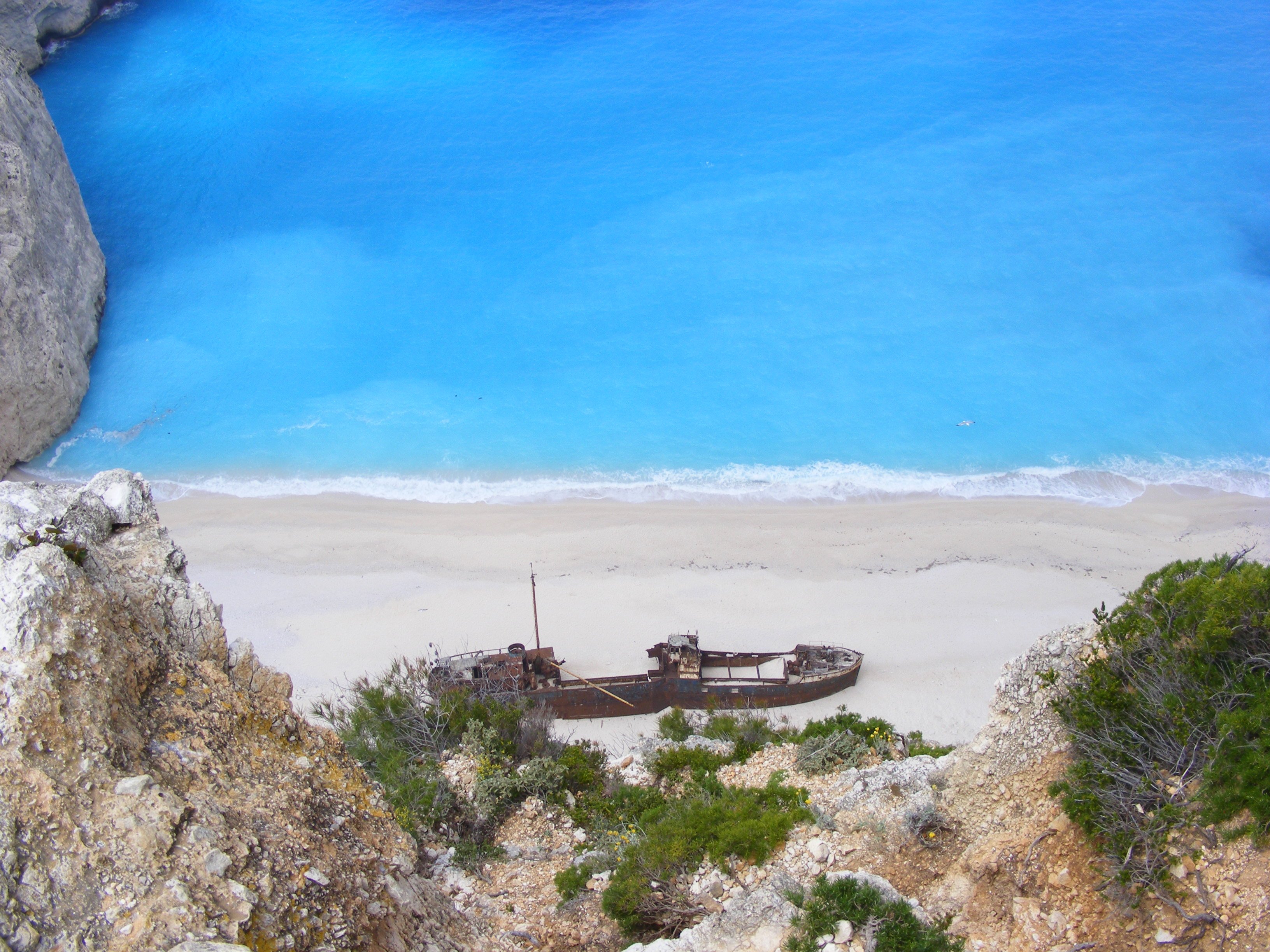 Zakynthos May 2009 Shipwreck at Navagio Beach seen from above Photo ...