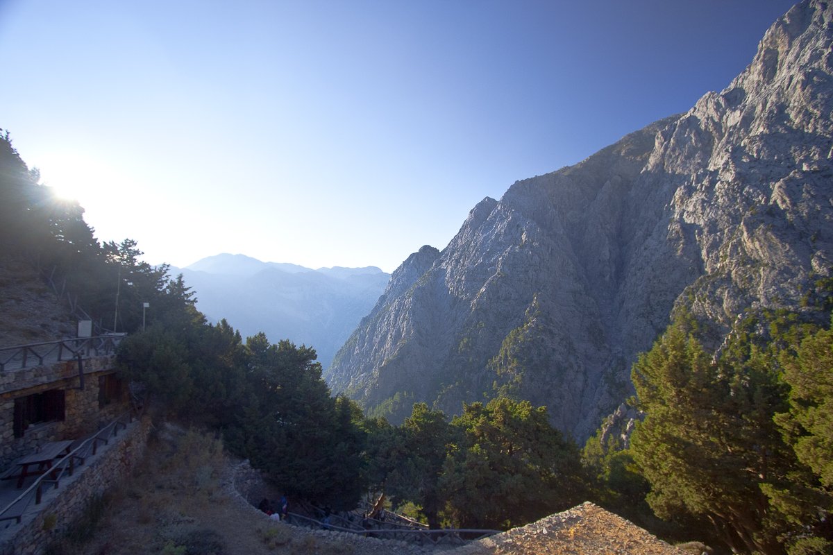 Samaria Gorge, Crete, Panoramic view of the entrance at Omalos Photo ...